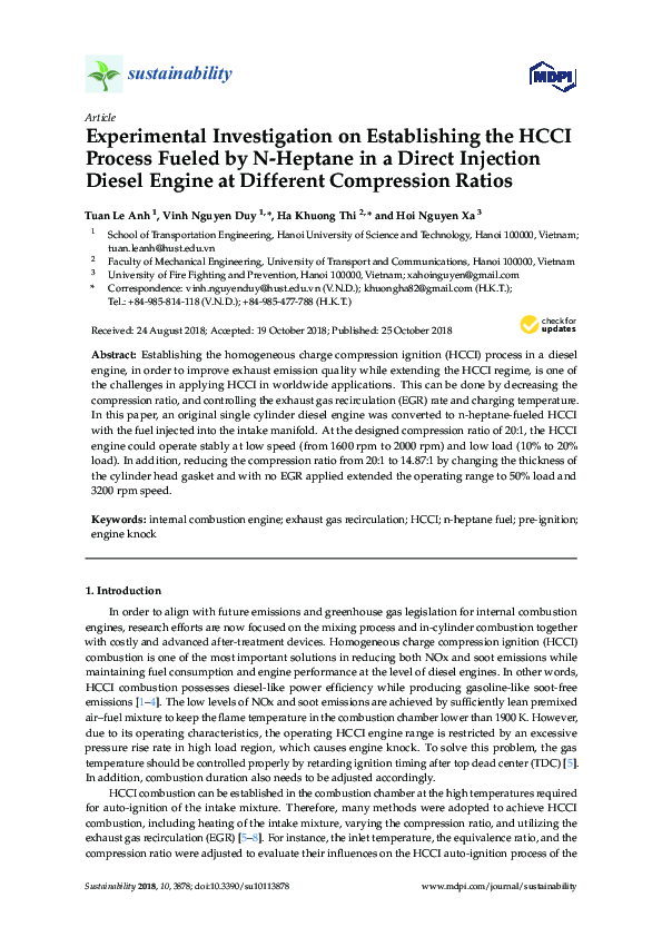 (PDF) Experimental Investigation on Establishing the HCCI Process ...