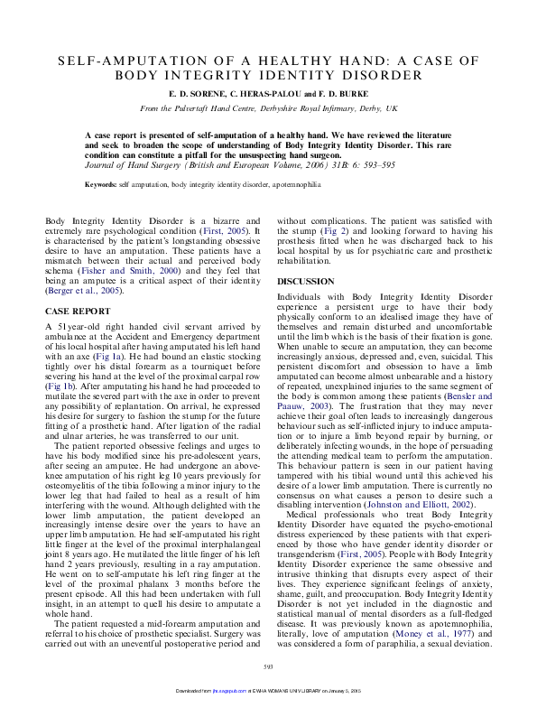 (PDF) Self-Amputation of a Healthy Hand: A Case of Body Integrity ...