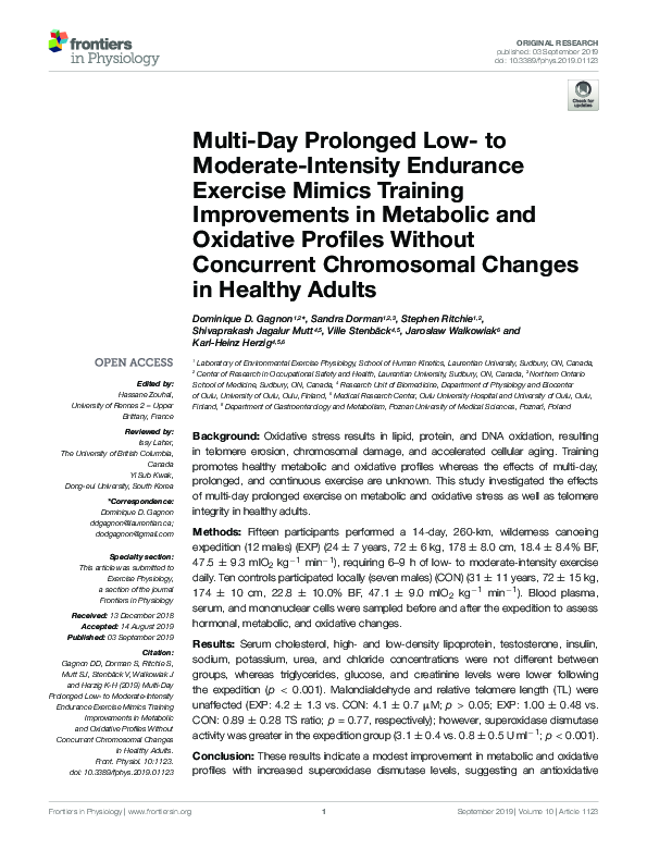 (PDF) Multi-Day Prolonged Low- to Moderate-Intensity Endurance Exercise ...