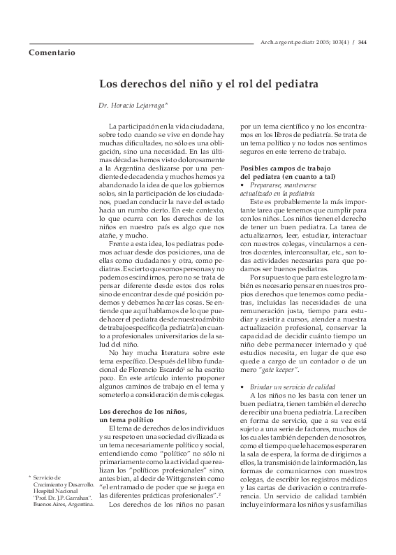 (PDF) Los derechos del niño y el rol del pediatra