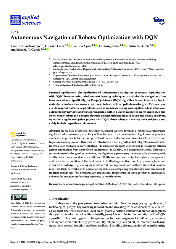 (PDF) Autonomous Navigation of Robots: Optimization with DQN