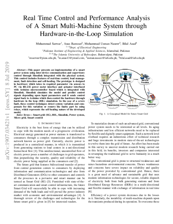 Pdf Real Time Control And Performance Analysis Of A Smart Multi Machine System Through 9752