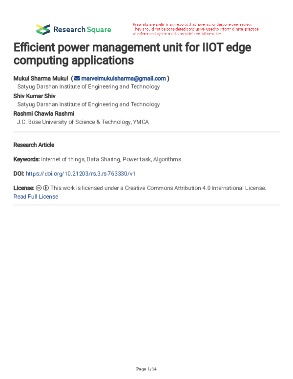 (PDF) Efficient power management unit for IIOT edge computing applications