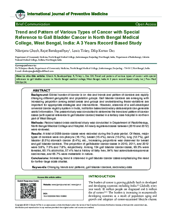 (PDF) Trend and pattern of various types of cancer with special ...
