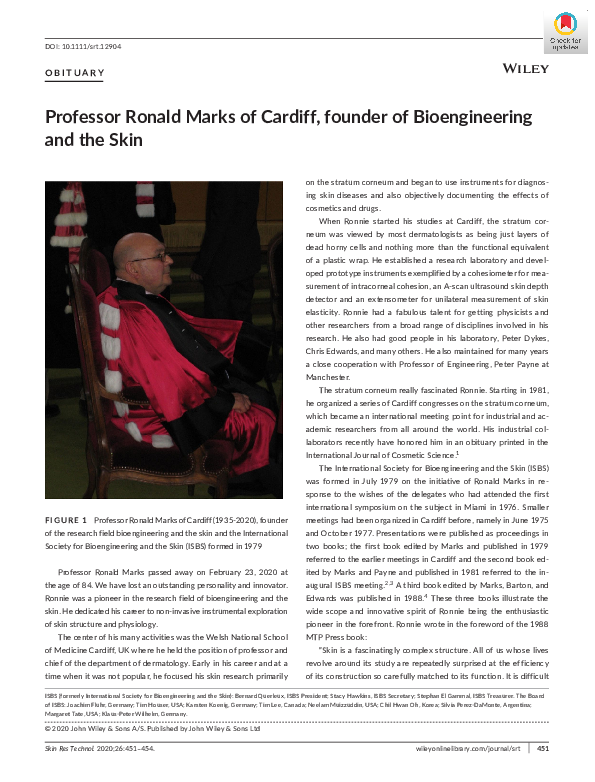 (PDF) Professor Ronald Marks of Cardiff, founder of Bioengineering and ...