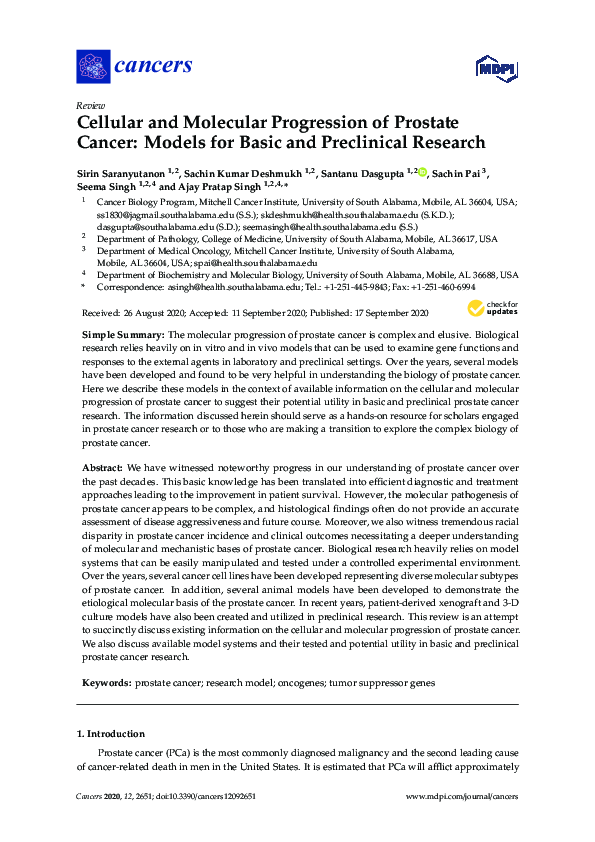 Cellular and Molecular Progression of Prostate Cancer: Models for Basic ...