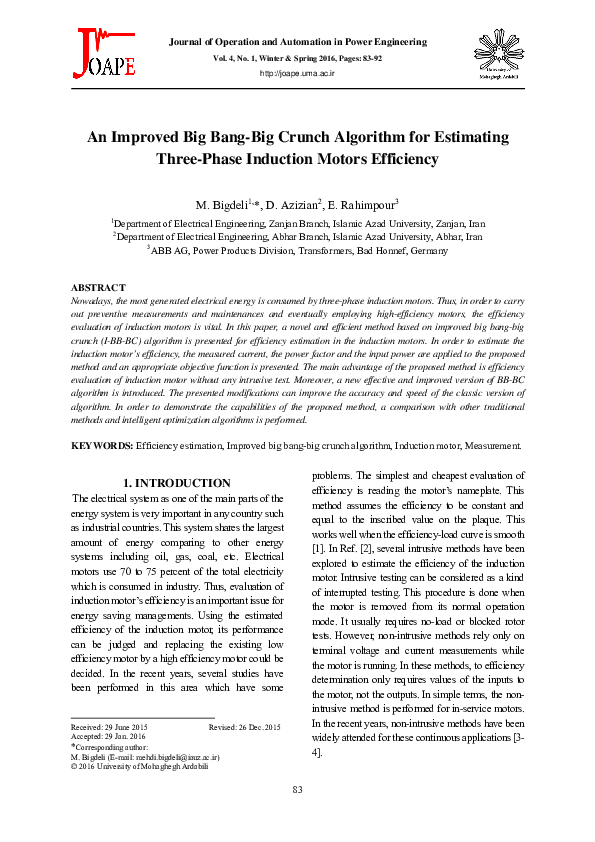 (PDF) An Improved Big Bang-Big Crunch Algorithm for Estimating Three ...