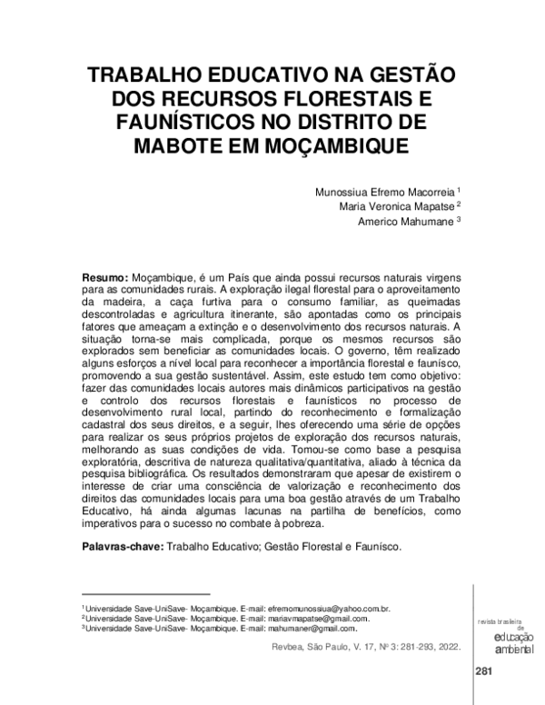(PDF) Trabalho educativo na gestão dos recursos florestais e ...