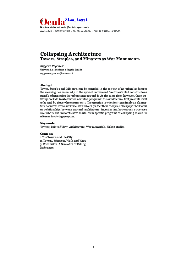(PDF) Collapsing Architecture: Towers, Steeples, and Minarets as War Monuments