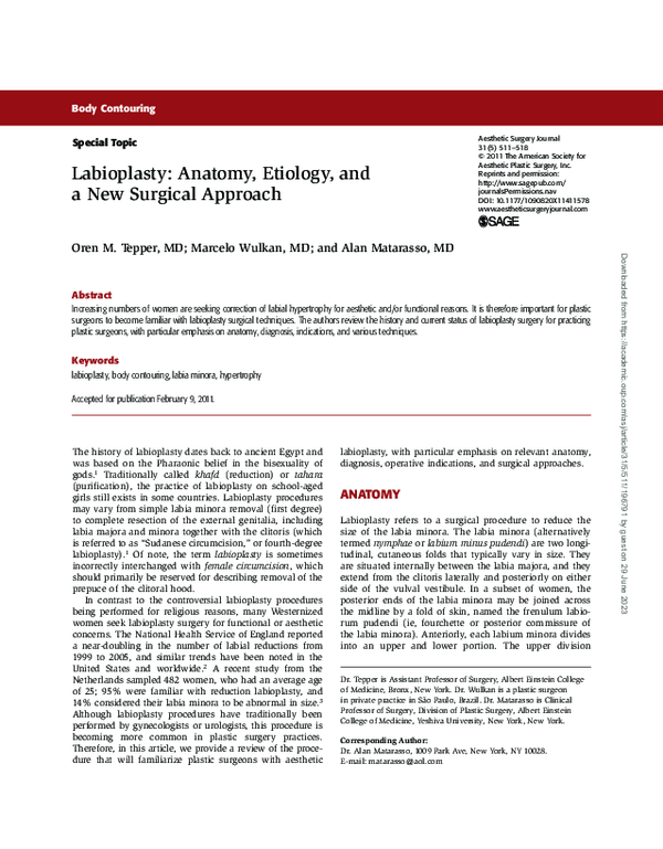 (PDF) Labioplasty: Anatomy, Etiology, and a New Surgical Approach