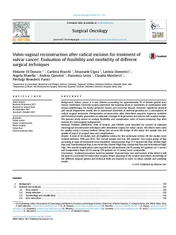 (PDF) Vulvo-vaginal reconstruction after radical excision for treatment ...