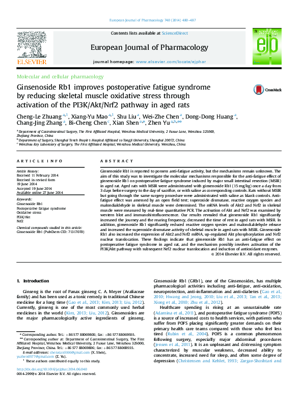 (PDF) Ginsenoside Rb1 improves postoperative fatigue syndrome by ...