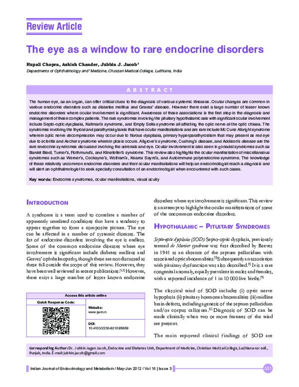(PDF) The eye as a window to rare endocrine disorders