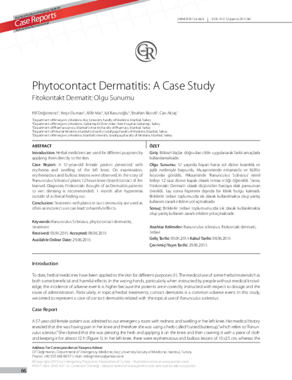 (PDF) Phytocontact Dermatitis: A Case Study
