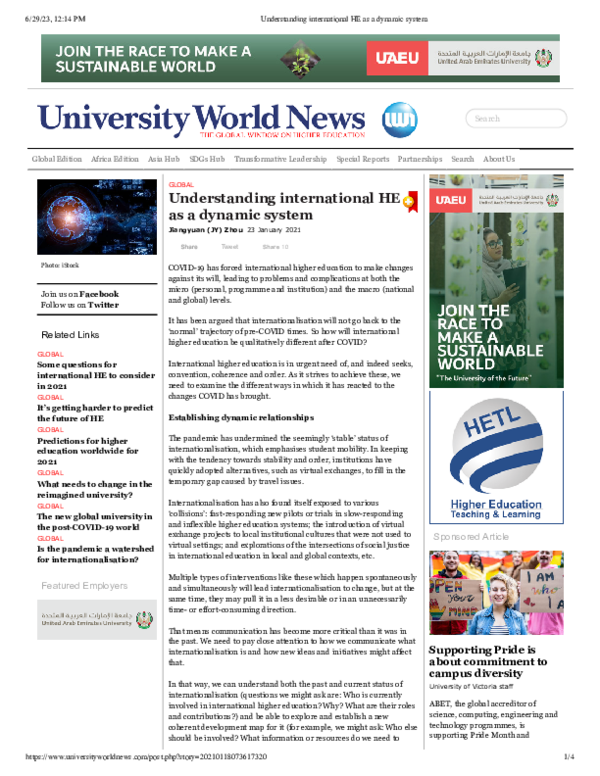 (PDF) Understanding international education as a dynamic system
