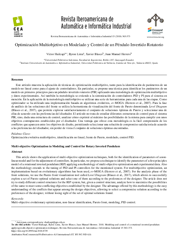 (PDF) Modelado y Control de un Péndulo Invertido Rotatorio Aplicando Técnicas de Optimización ...