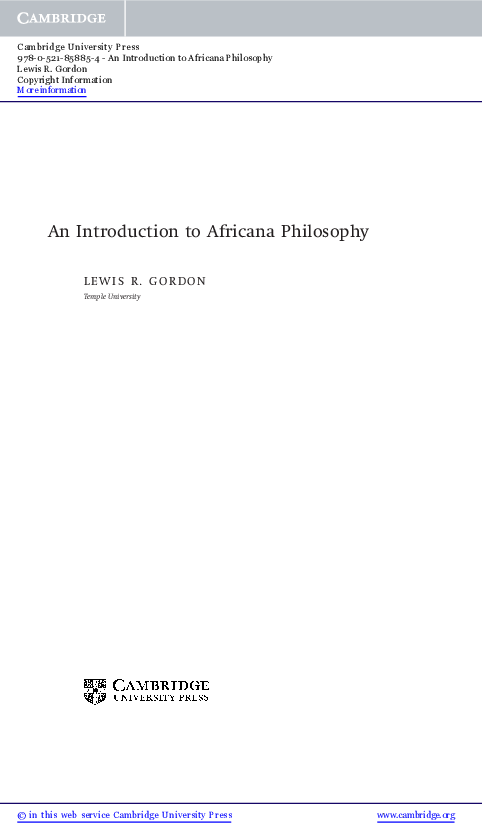 (PDF) An Introduction to Africana Philosophy