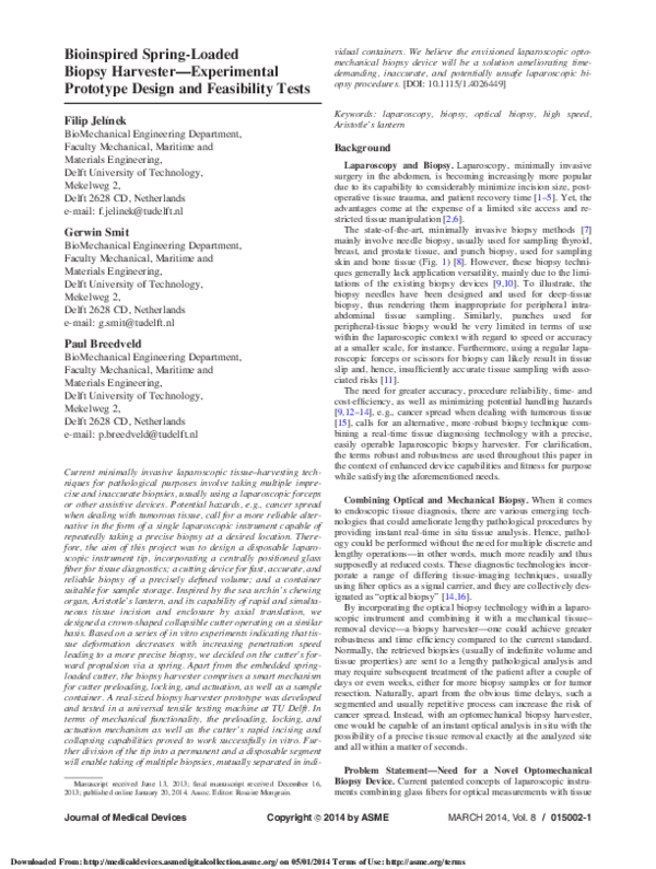 (PDF) Bioinspired Spring-Loaded Biopsy Harvester—Experimental Prototype ...
