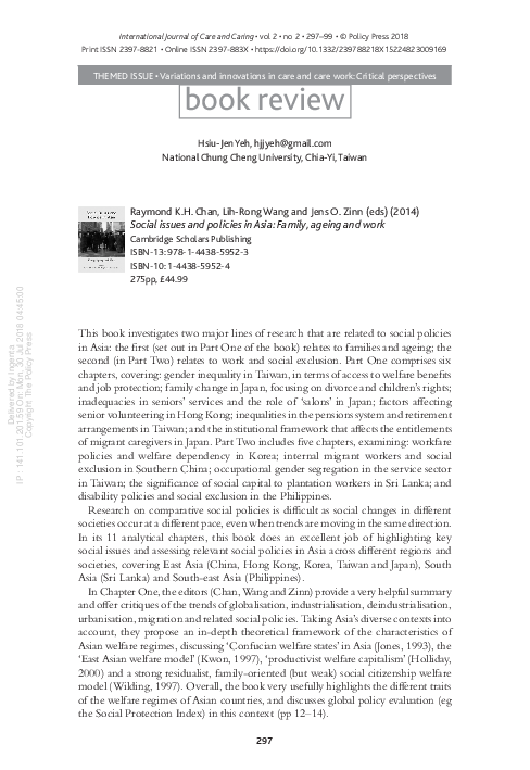 (PDF) Social issues and policies in Asia: Family, ageing and work ...