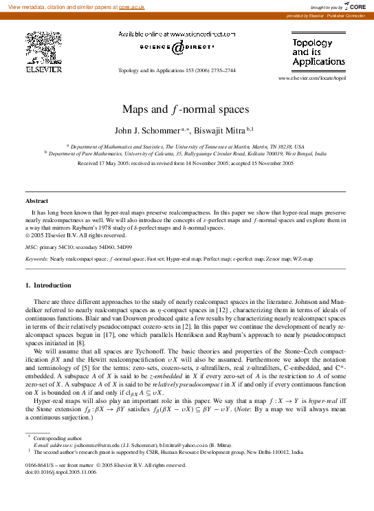 (PDF) Maps and f-normal spaces