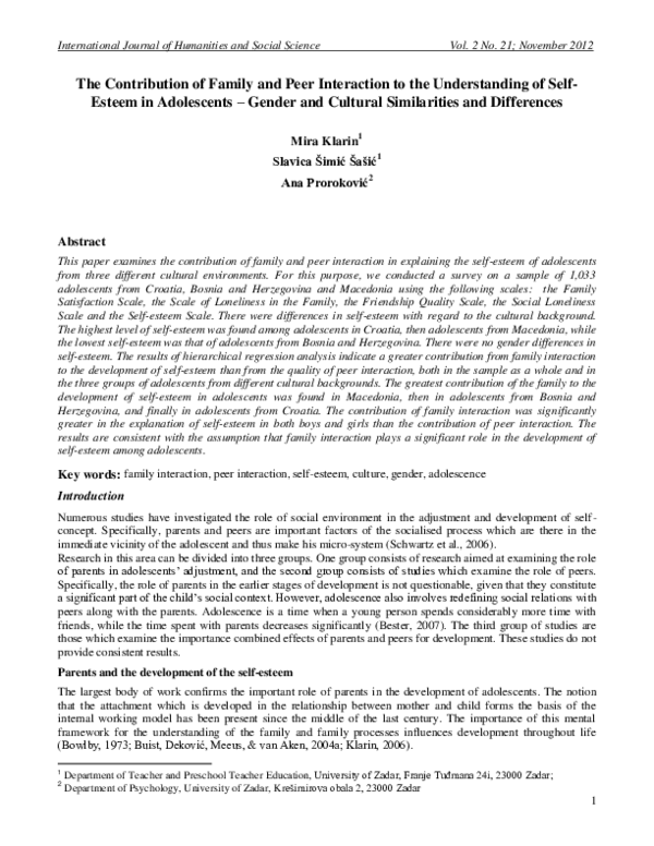 (PDF) The Contribution of Family and Peer Interaction to the ...