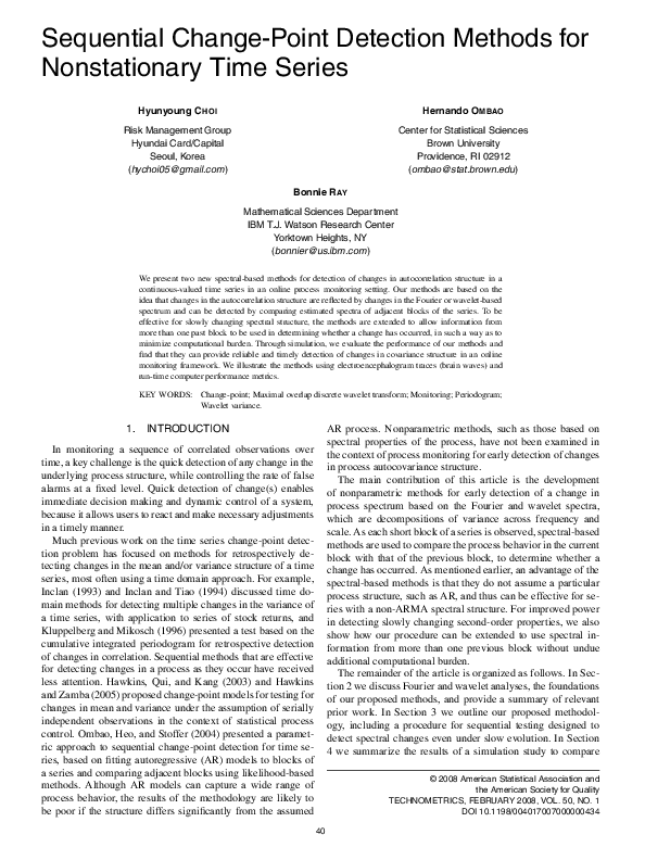 (PDF) Sequential Change-Point Detection Methods for Nonstationary Time ... (PDF) Sequential Change-Point Detection Methods for Nonstationary Time ...