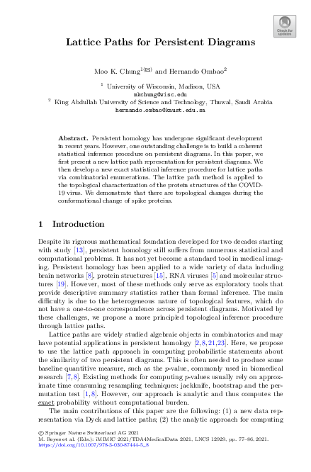 (PDF) Lattice Paths for Persistent Diagrams