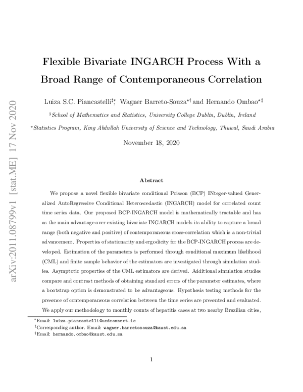 (PDF) Flexible bivariate INGARCH process with a broad range of contemporaneous correlation