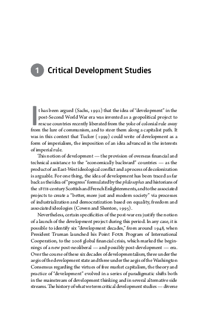 (PDF) Chapter 1 – Critical Development Studies