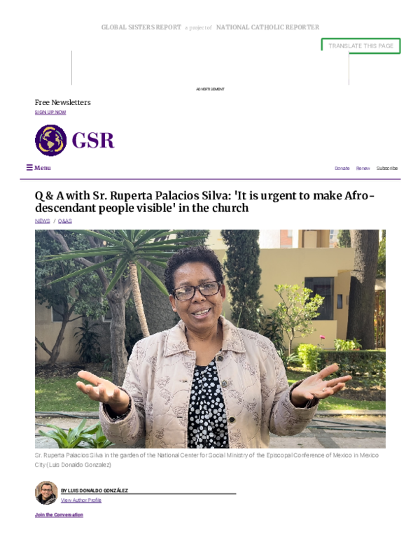 (PDF) Q & A with Sr. Ruperta Palacios Silva: 'It is urgent to make ...