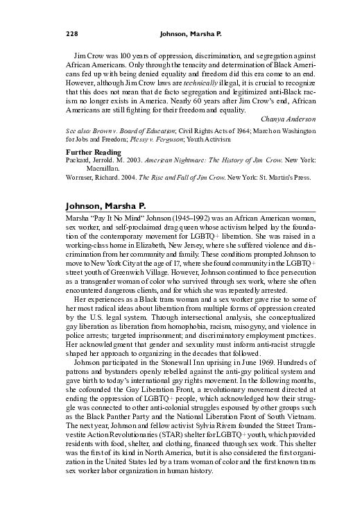 Pdf Marsha P Johnson Molly Dunn