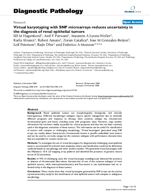 (PDF) Virtual karyotyping with SNP microarrays reduces uncertainty in ...