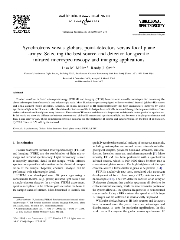 (PDF) Synchrotrons versus globars, point-detectors versus focal plane ...