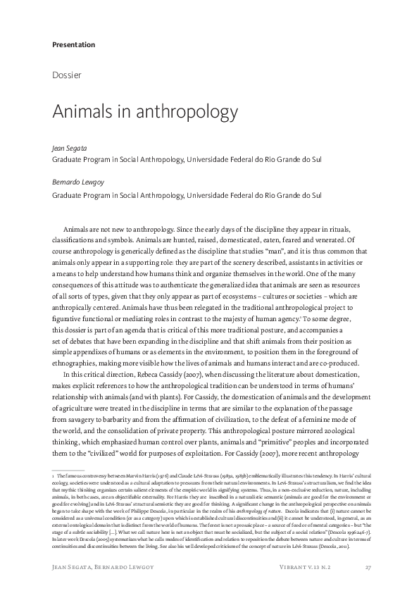 (PDF) Animals in anthropology