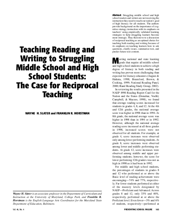 (PDF) Teaching Reading and Writing to Struggling Middle School and High ...