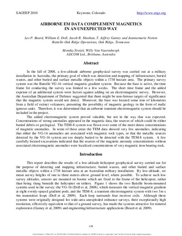 (PDF) Airborne EM Data Complement Magnetics in an Unexpected Way