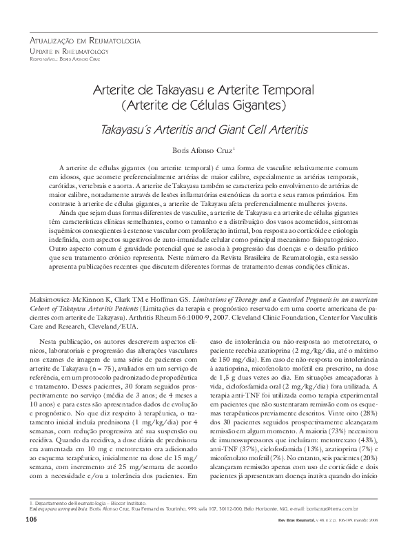 (PDF) Arterite de Takayasu e arterite temporal (arterite de células ...