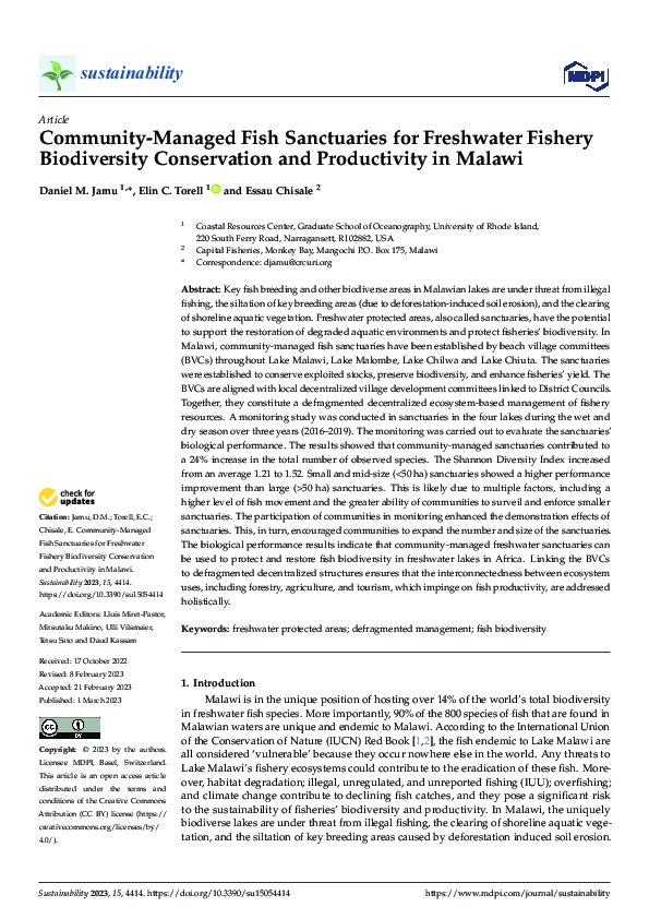(PDF) Community-Managed Fish Sanctuaries for Freshwater Fishery ...