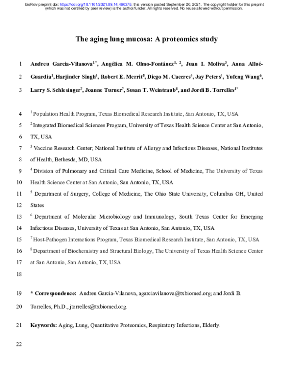 (PDF) The aging lung mucosa: A proteomics study
