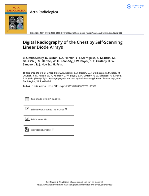 (PDF) Digital Radiography of the Chest by Self-Scanning Linear Diode Arrays
