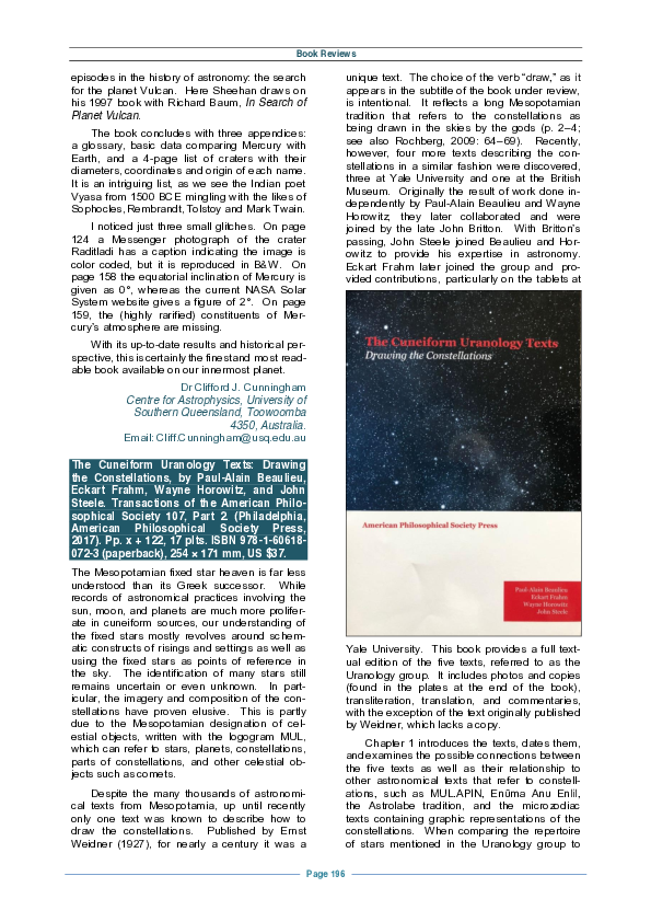 (PDF) The Cuneiform Uranology Texts: Drawing the Constellations, by ...