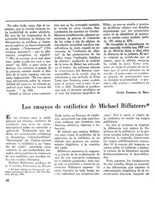 (PDF) Los ensayos de estilística de Michael Riffaterre