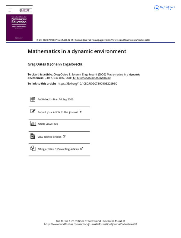 (PDF) Mathematics in a dynamic environment