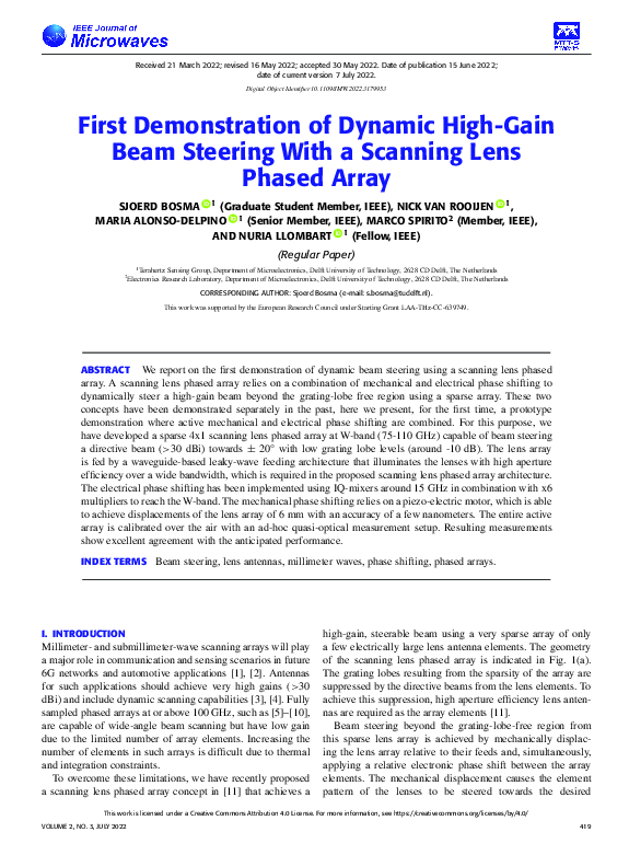 (PDF) First Demonstration of Dynamic High-Gain Beam Steering With a ...