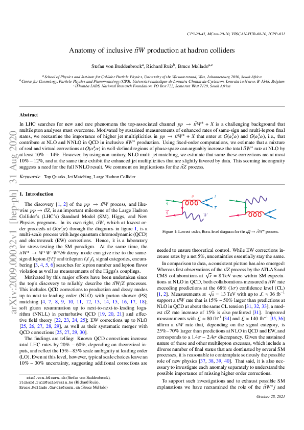 (PDF) Anatomy of inclusive tt‾W production at hadron colliders