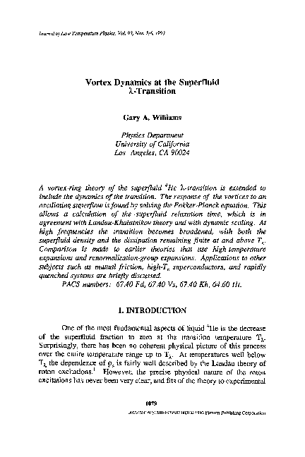 (PDF) Vortex dynamics at the superfluid ?-transition