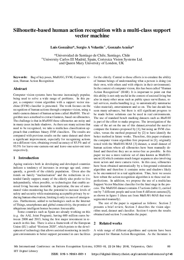Pdf Silhouette Based Human Action Recognition With A Multi Class