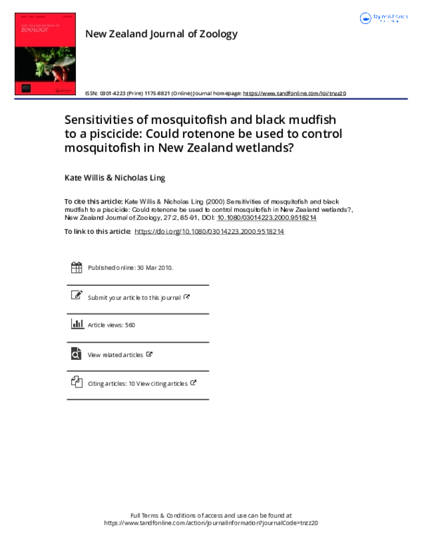 (PDF) Sensitivities of mosquitofish and black mudfish to a piscicide ...