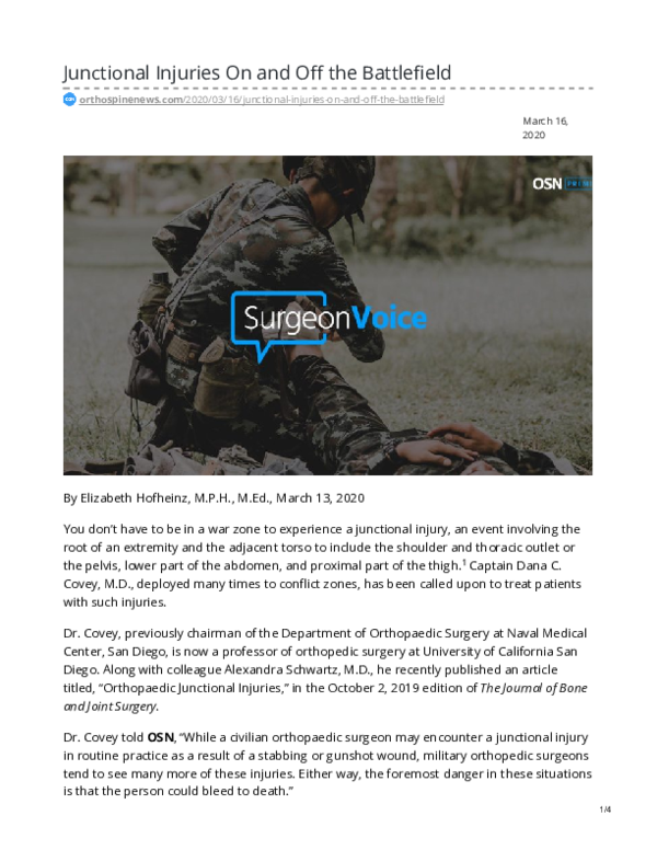 (PDF) Junctional Injuries on and off the Battlefield