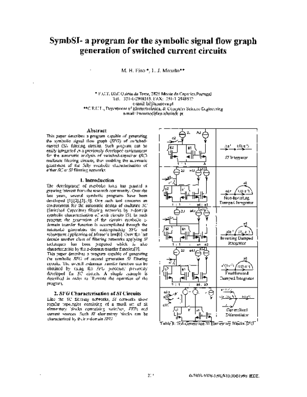 (PDF) SymbSI-a program for the symbolic signal flow graph generation of switched current circuits